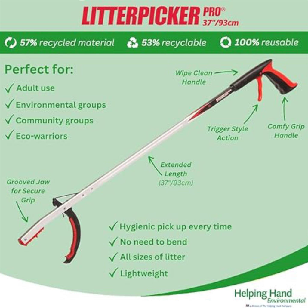 The Helping Hand Company Litter Picker PRO Extended Length Litter Pick ...